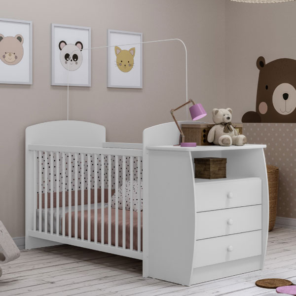 Cuna C/Comoda Multimóveis Blanco